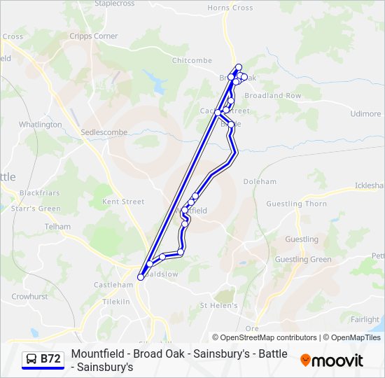 B72 Route: Schedules, Stops & Maps - Baldslow (Updated)