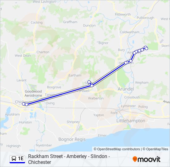 1e Route: Schedules, Stops & Maps - Chichester (Updated)