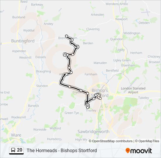 20 Route: Schedules, Stops & Maps - Brent Pelham (Updated)