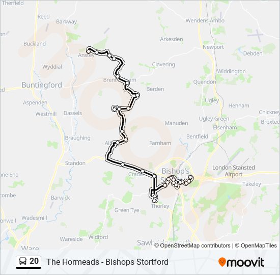20 Route: Schedules, Stops & Maps - Anstey (Updated)