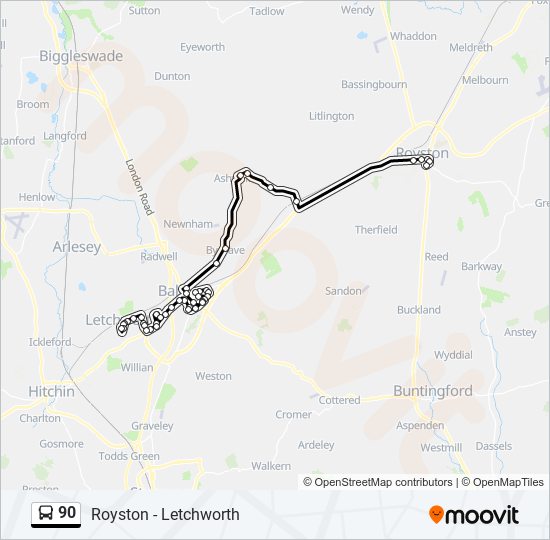 90 Route: Schedules, Stops & Maps - Letchworth (Updated)