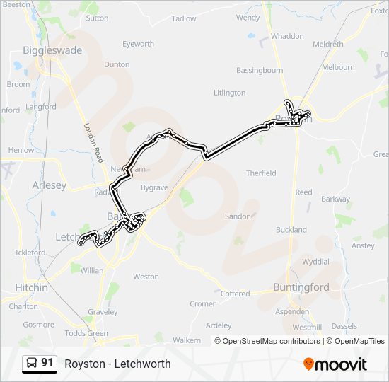 91 Route: Schedules, Stops & Maps - Royston (Updated)
