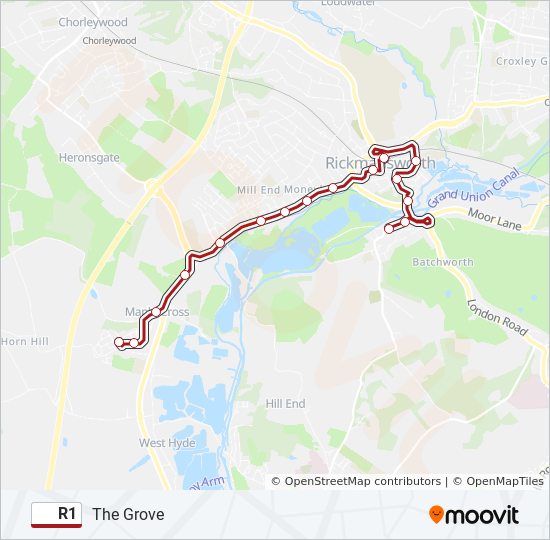 r1 Route: Schedules, Stops & Maps - The Grove (Updated)