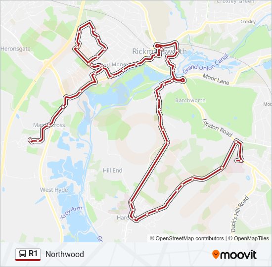 r1 Route: Schedules, Stops & Maps - Northwood (Updated)