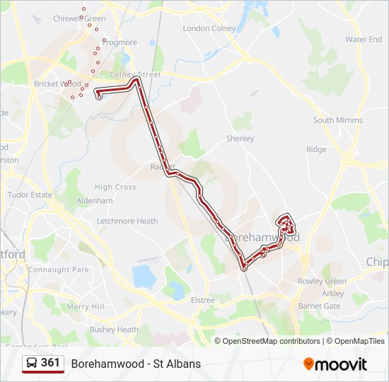 361 Route: Schedules, Stops & Maps - Borehamwood (Updated)