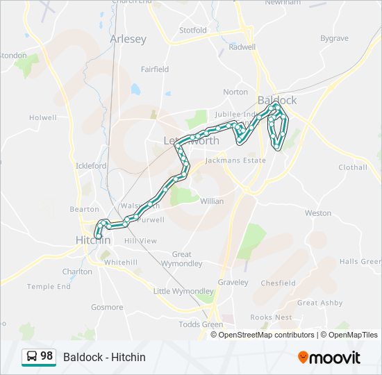 98 Route: Schedules, Stops & Maps - Hitchin (Updated)
