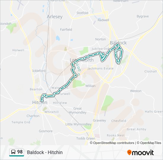 98 Route: Schedules, Stops & Maps - Hitchin (Updated)