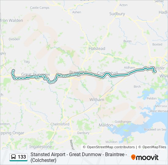133 Route: Schedules, Stops & Maps - Colchester City Centre (Updated)