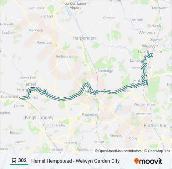 302 Route: Schedules, Stops & Maps - Welwyn Garden City (Updated)
