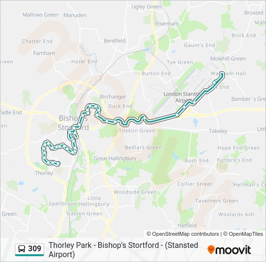 309 Route: Schedules, Stops & Maps - Thorley Park (Updated)