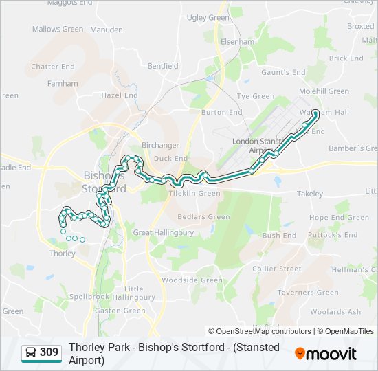 309 Route: Schedules, Stops & Maps - Thorley Park (Updated)
