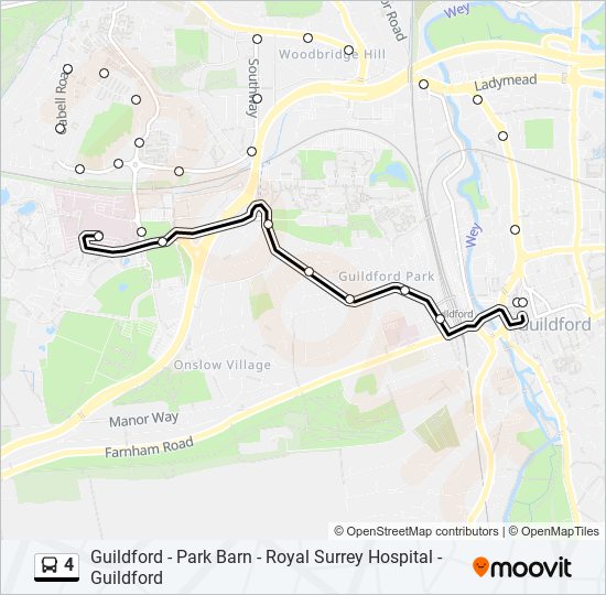 4 Route: Schedules, Stops & Maps - Guildford (Updated)