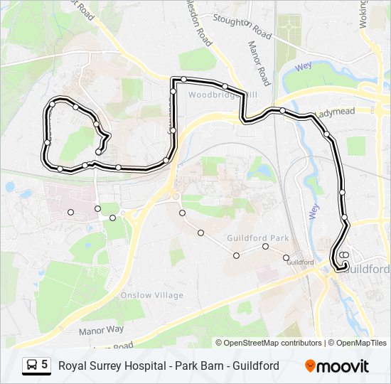 5 Route: Schedules, Stops & Maps - Guildford (Updated)