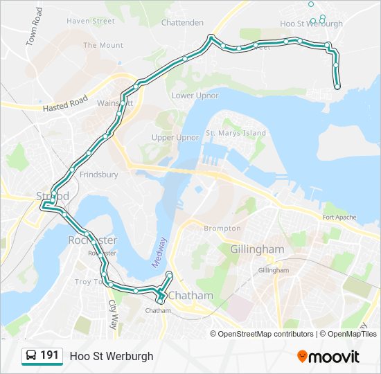 191 Route: Schedules, Stops & Maps - Hoo St Werburgh (Updated)