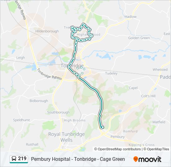 219 Route: Schedules, Stops & Maps - Pembury (Updated)