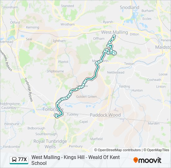 77x Route: Schedules, Stops & Maps - West Malling (Updated)