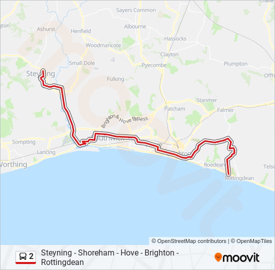 2 Route: Schedules, Stops & Maps - Ovingdean (Updated)