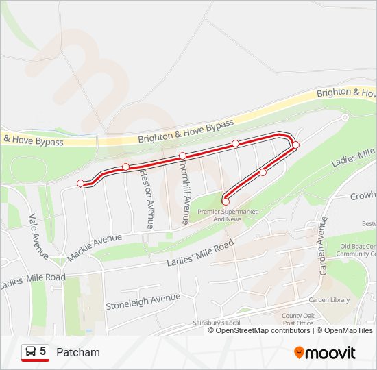 5 Route: Schedules, Stops & Maps - Patcham (Updated)