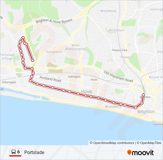 6 Route: Schedules, Stops & Maps - Portslade (Updated)