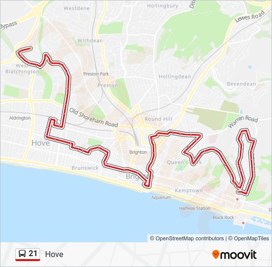 21 Route: Schedules, Stops & Maps - Hove (Updated)