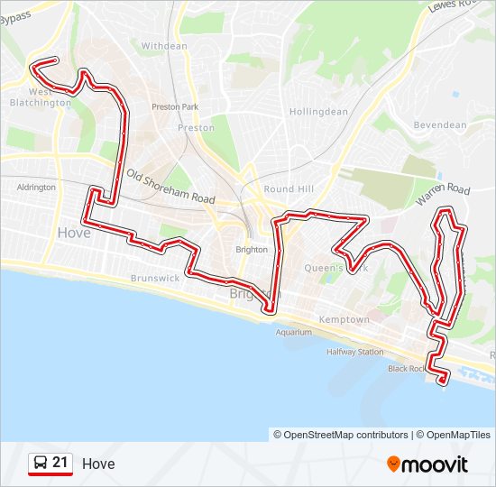 21 Route: Schedules, Stops & Maps - Hove (Updated)