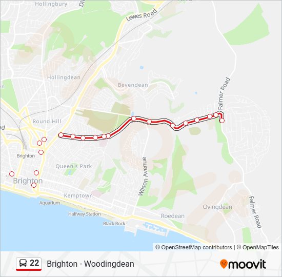 22 Route: Schedules, Stops & Maps - Woodingdean (Updated)