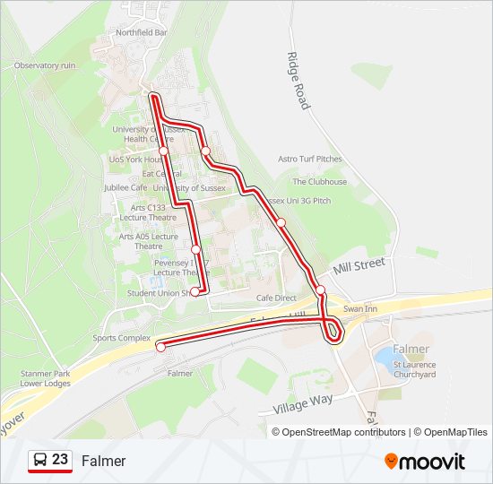 23 Route: Schedules, Stops & Maps - Falmer (Updated)