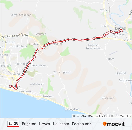 28 Route: Schedules, Stops & Maps - Lewes (Updated)