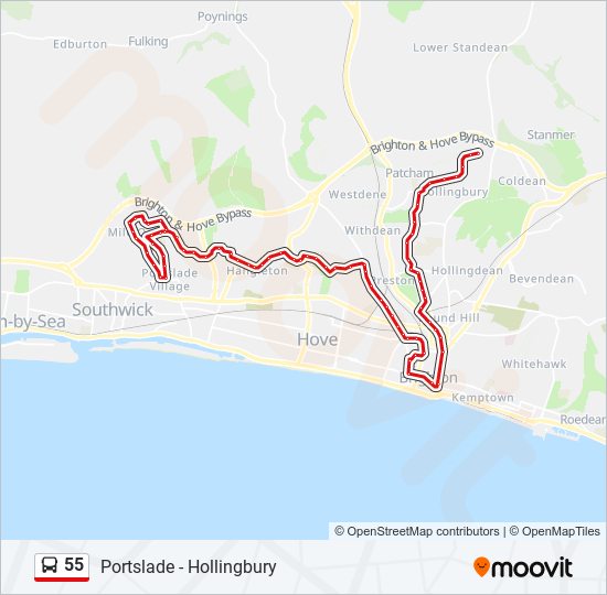 55 Route: Schedules, Stops & Maps - Hollingbury (Updated)