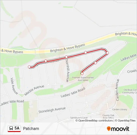 5A Route: Schedules, Stops & Maps - Patcham (Updated)