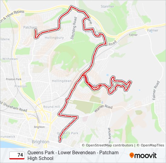 74 Route: Schedules, Stops & Maps - Patcham (Updated)