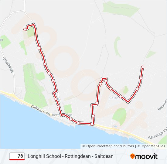 76 Route: Schedules, Stops & Maps - Ovingdean (Updated)
