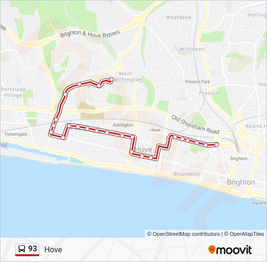 93 Route: Schedules, Stops & Maps - Hove (Updated)