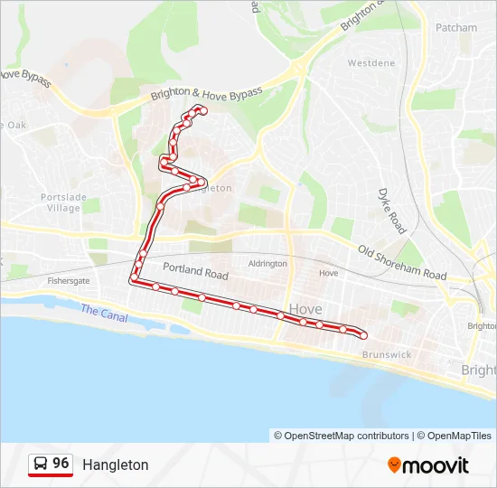 96 Route: Schedules, Stops & Maps - Hangleton (Updated)