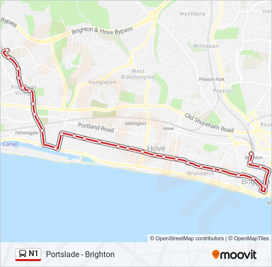 n1 Route: Schedules, Stops & Maps - Portslade Village (Updated)