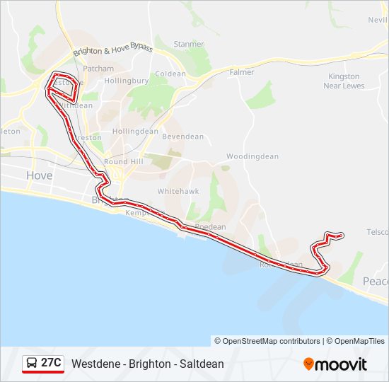 27c Route: Schedules, Stops & Maps - Saltdean (Updated)