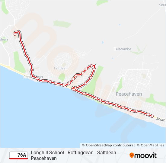 76a Route: Schedules, Stops & Maps - Peacehaven Heights (Updated)