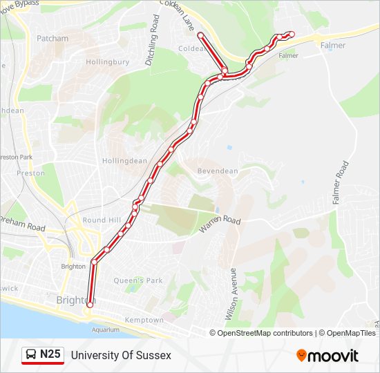 N25 Route: Schedules, Stops & Maps - University Of Sussex (Updated)