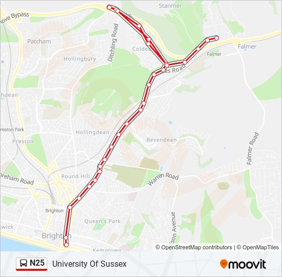 n25 Route: Schedules, Stops & Maps - University Of Sussex (Updated)