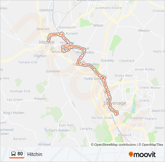80 Route: Schedules, Stops & Maps - Hitchin (Updated)