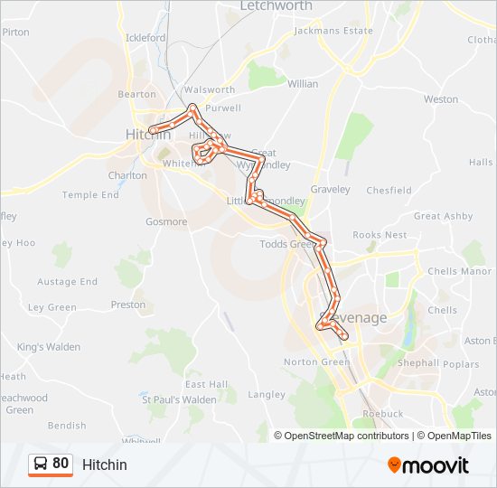 80 Route: Schedules, Stops & Maps - Hitchin (Updated)