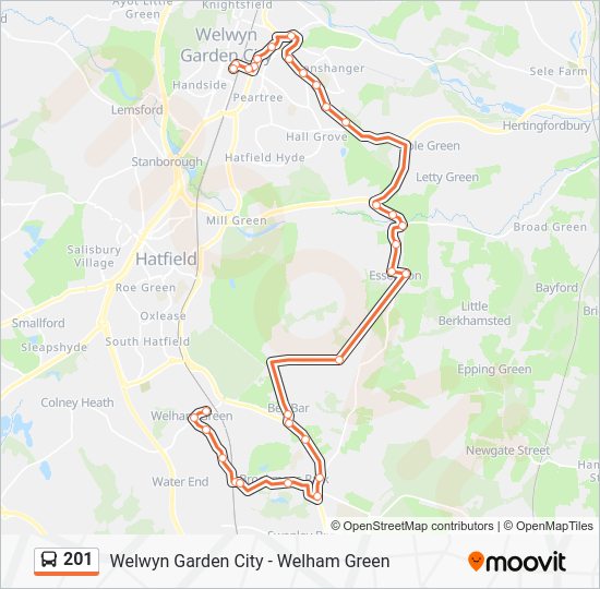201 Route: Schedules, Stops & Maps - Welham Green (Updated)
