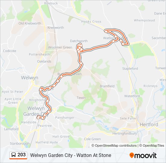 203 Route: Schedules, Stops & Maps - Watton-At-Stone (Updated)