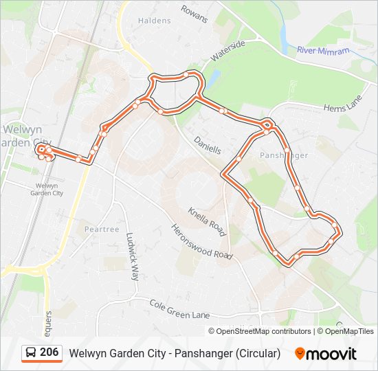 206 Route: Schedules, Stops & Maps - Welwyn Garden City (Updated)
