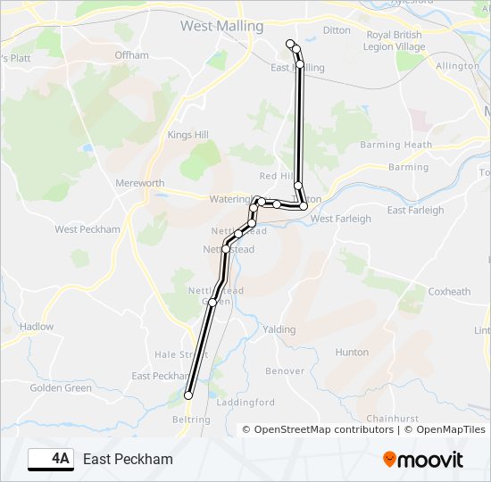 4a Route: Schedules, Stops & Maps - East Peckham (Updated)