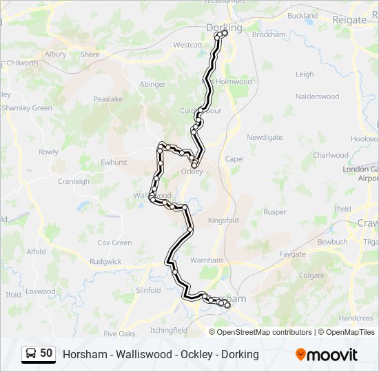 50 Route: Schedules, Stops & Maps - Dorking (Updated)