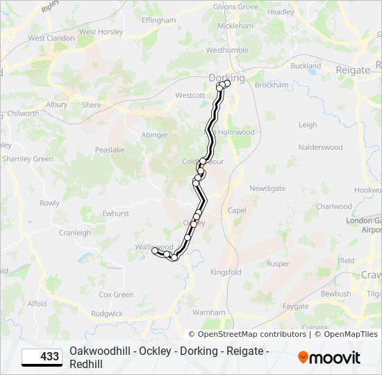 433 Route: Schedules, Stops & Maps - Dorking (Updated)