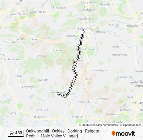 433 Route: Schedules, Stops & Maps - Dorking (Updated)