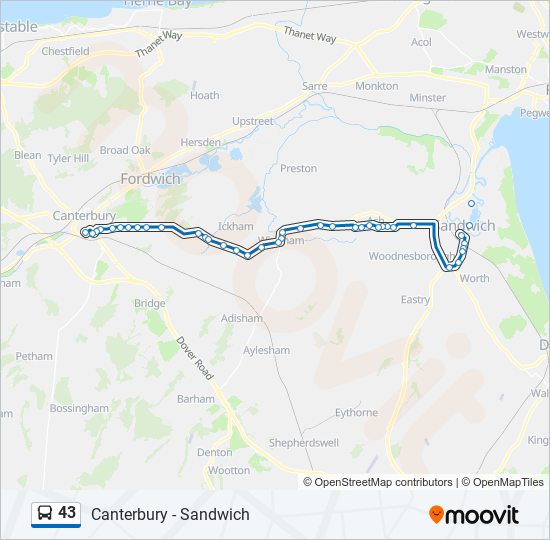 43 Route: Schedules, Stops & Maps - Canterbury (Updated)