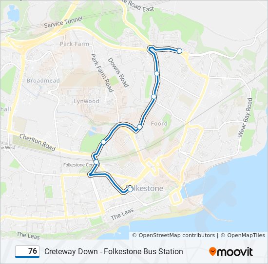 76 Route: Schedules, Stops & Maps - Folkestone (Updated)